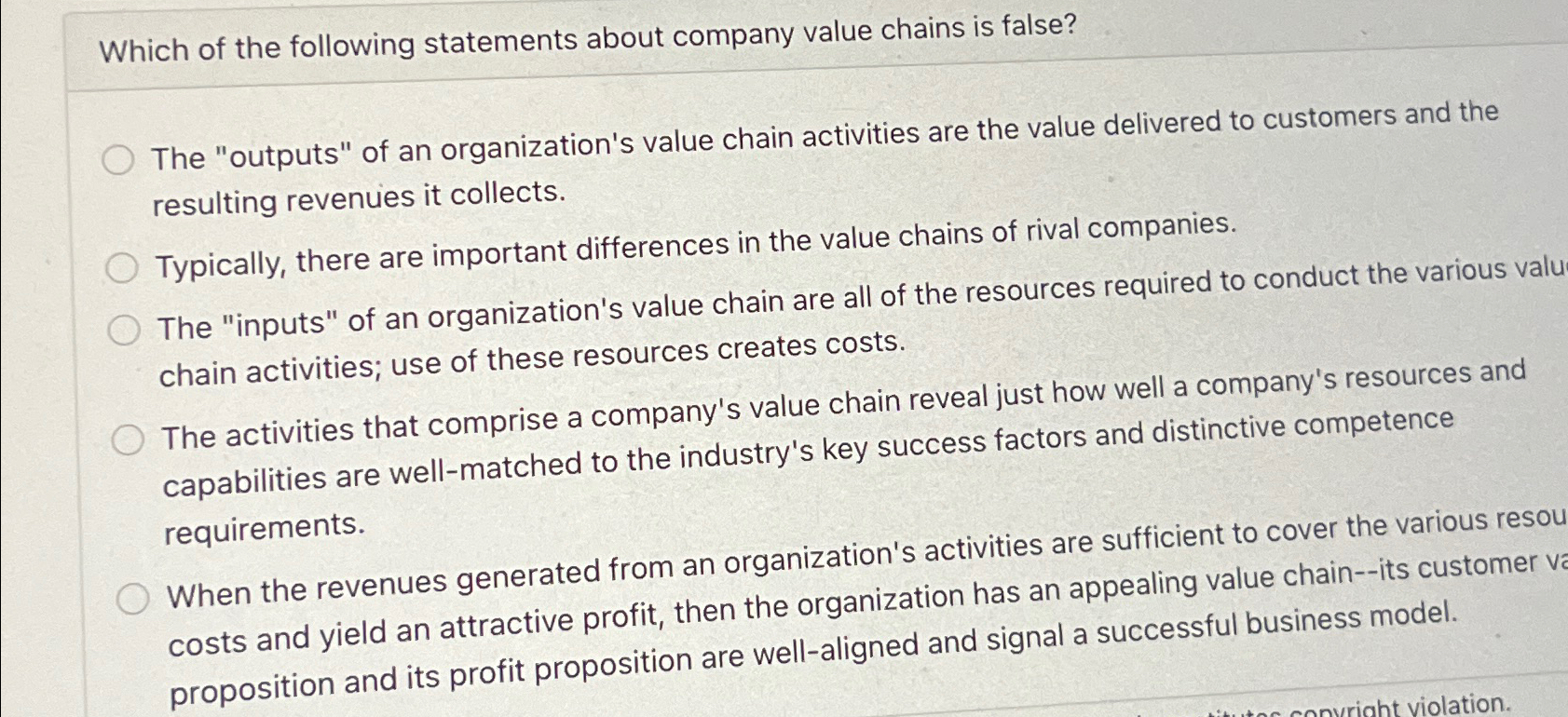 Solved Which of the following statements about company value | Chegg.com