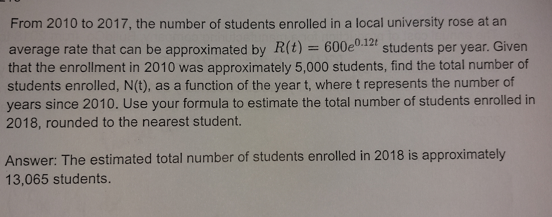 Solved From 2010 ﻿to 2017, ﻿the number of students enrolled | Chegg.com