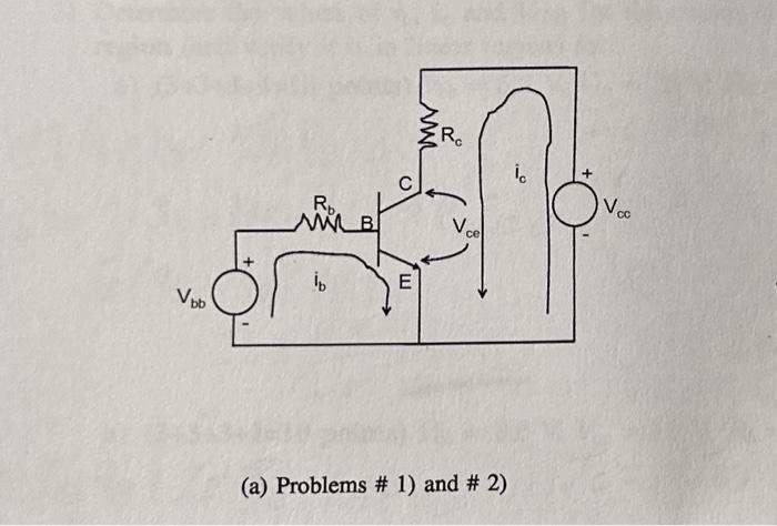 Solved 2) Determine the values of ib,ic and ic for the | Chegg.com
