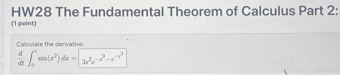 Solved HW28 The Fundamental Theorem of Calculus Part 2 (1 | Chegg.com
