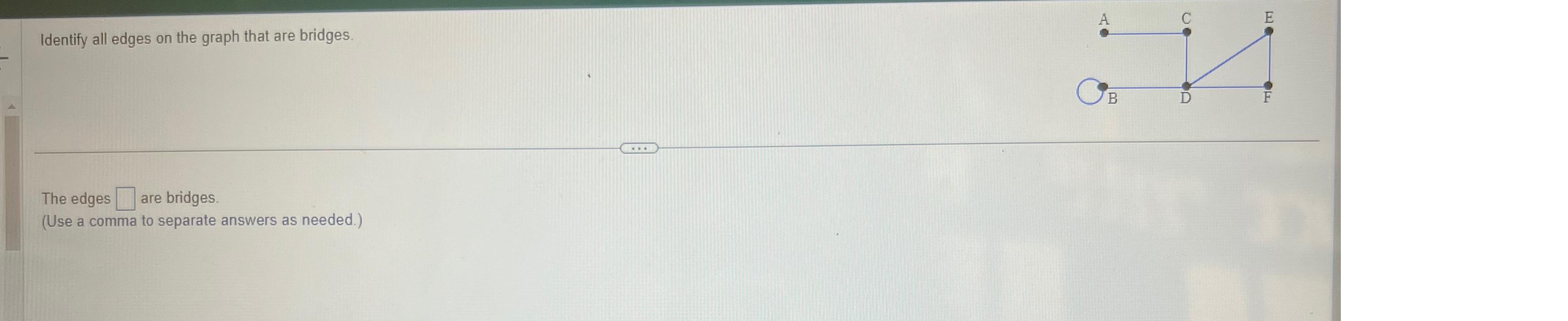 Solved Identify all edges on the graph that are bridges.The | Chegg.com