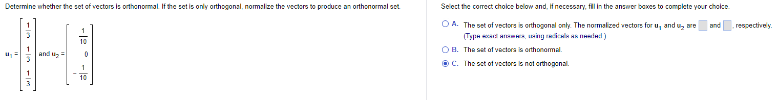Solved Determine whether the set of vectors is orthonormal. | Chegg.com