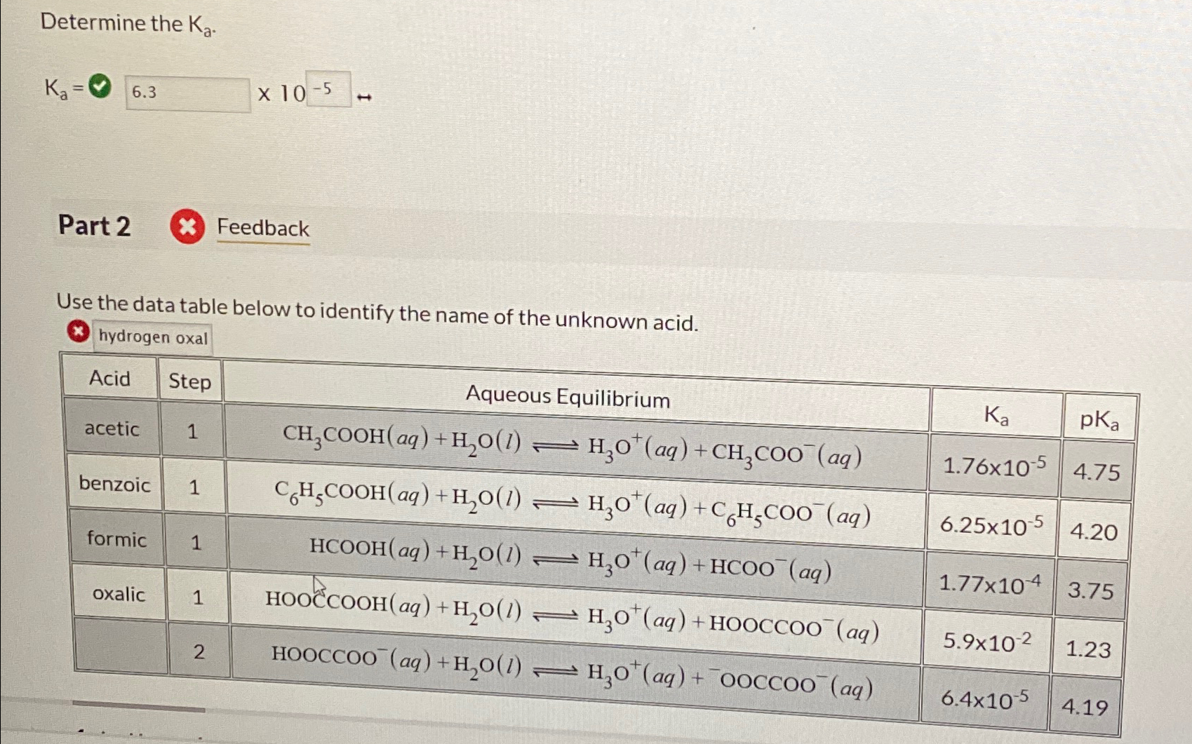 Solved Pls help with part 2 ﻿Determine the Ka.Ka= ,×10→Part | Chegg.com