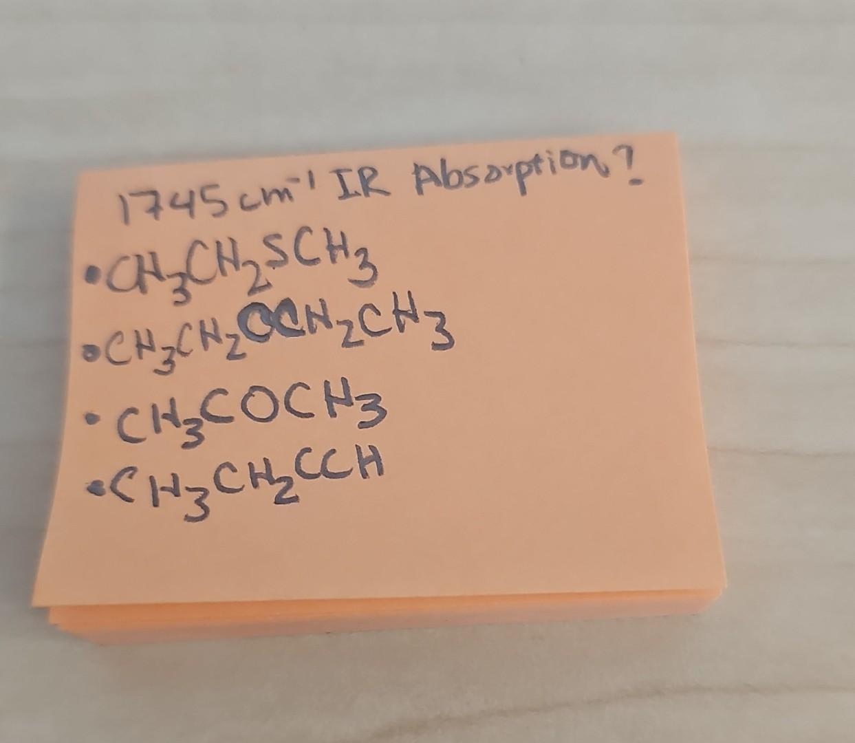 Solved 1745 cm−1 IR Absorption? - CH3CH2SCH3 - | Chegg.com