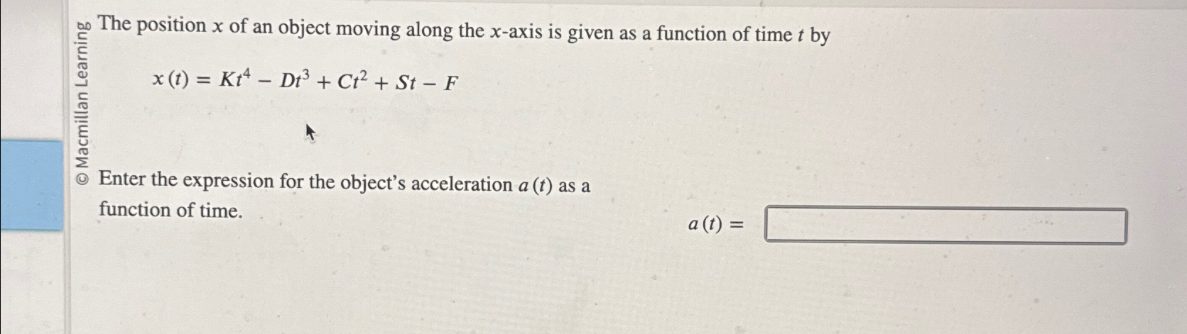 Solved The position x ﻿of an object moving along the x-axis | Chegg.com