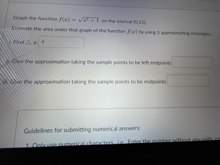 Solved Graph the function f(x)=x2+1 on the interval [0.12]. | Chegg.com