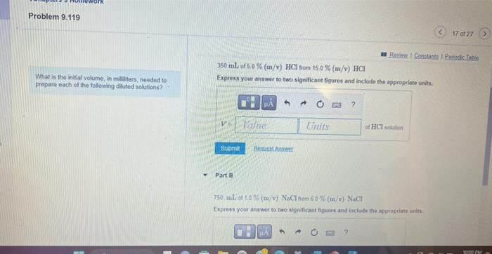 Solved 350 mL or 50%( m/v)HCl from 150% (m/v) HCl What is | Chegg.com