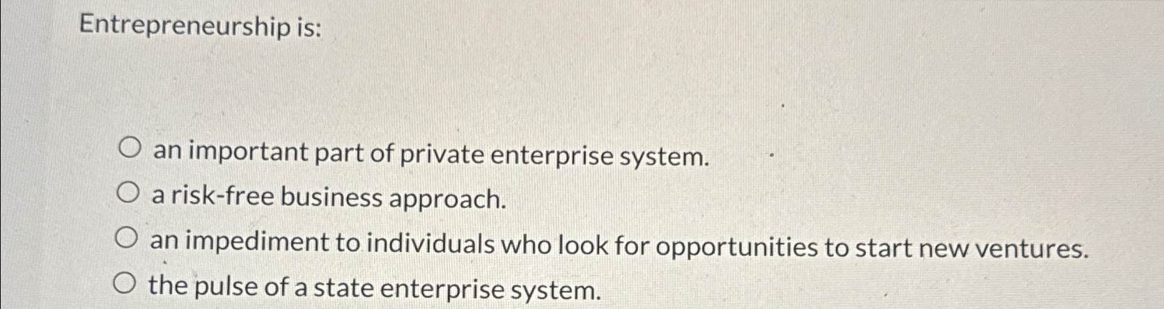 Solved Entrepreneurship is:an important part of private | Chegg.com