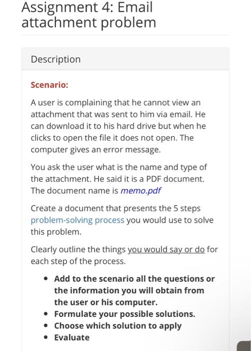 Solved Assignment 4: Email attachment problem Description | Chegg.com