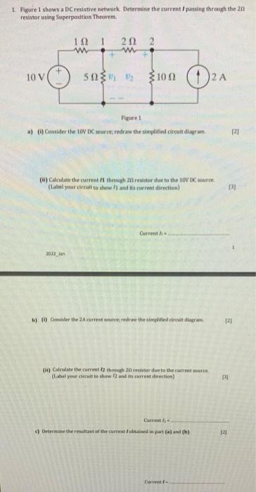 Solved 1. Figure 1 shows a DC resistive network. Determine | Chegg.com