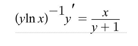 Solved \\( (y \\ln x)^{-1} y^{\\prime}=\\frac{x}{y+1} \\) | Chegg.com