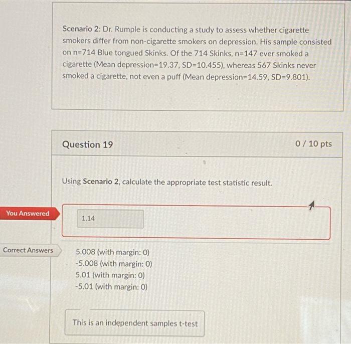 Solved Scenario 2: Dr. Rumple is conducting a study to | Chegg.com