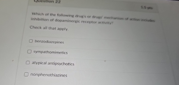 Solved Which of the following drug's or drugs' mechanism of | Chegg.com