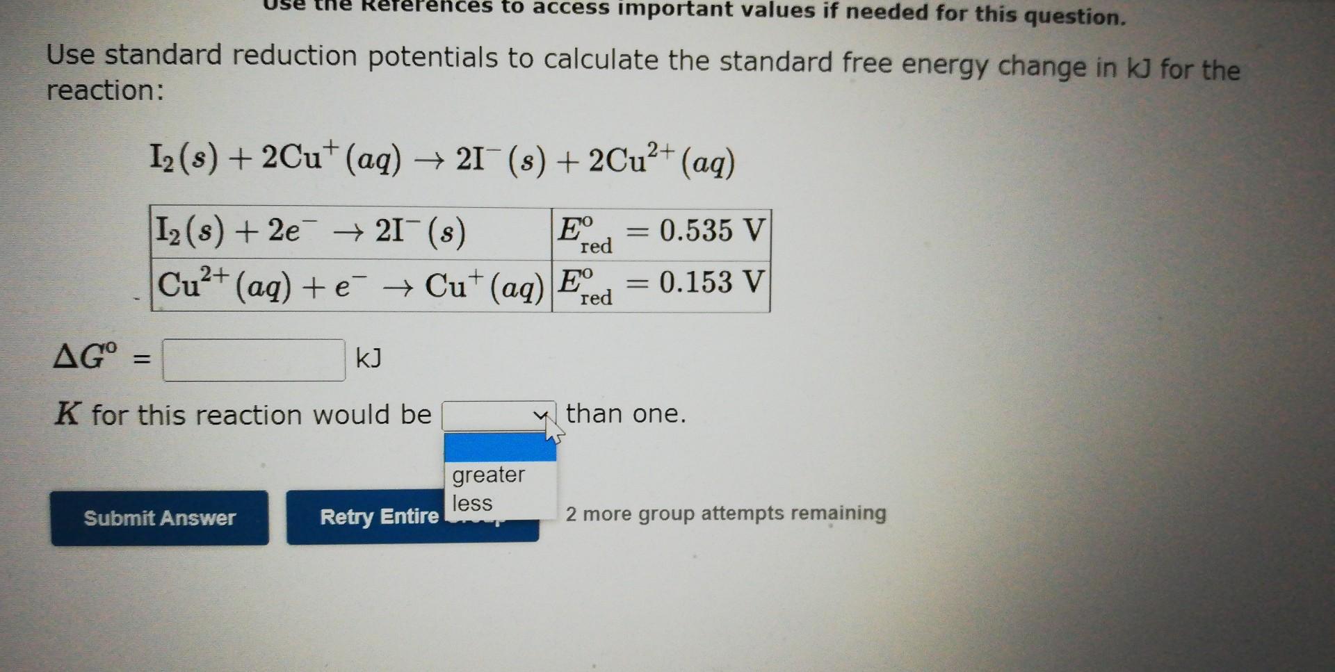 Solved Use standard reduction potentials to calculate the | Chegg.com