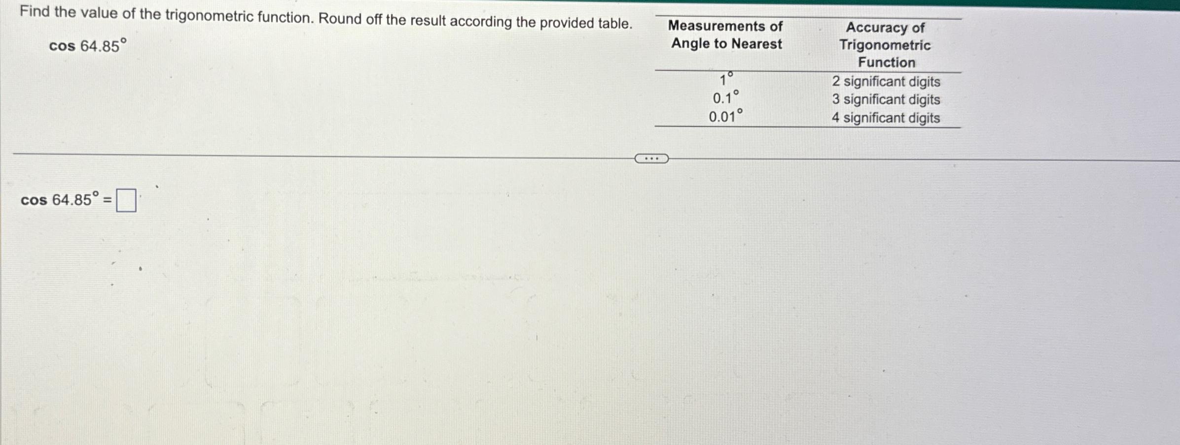 Solved Find the value of the trigonometric function. Round | Chegg.com