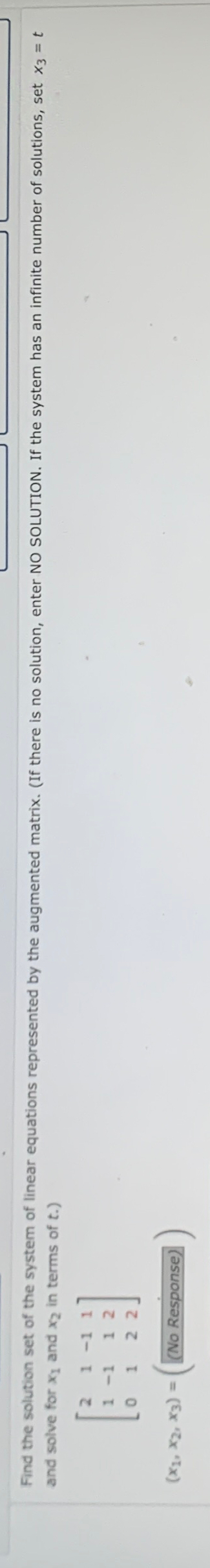 Solved Find the solution set of the system of linear | Chegg.com