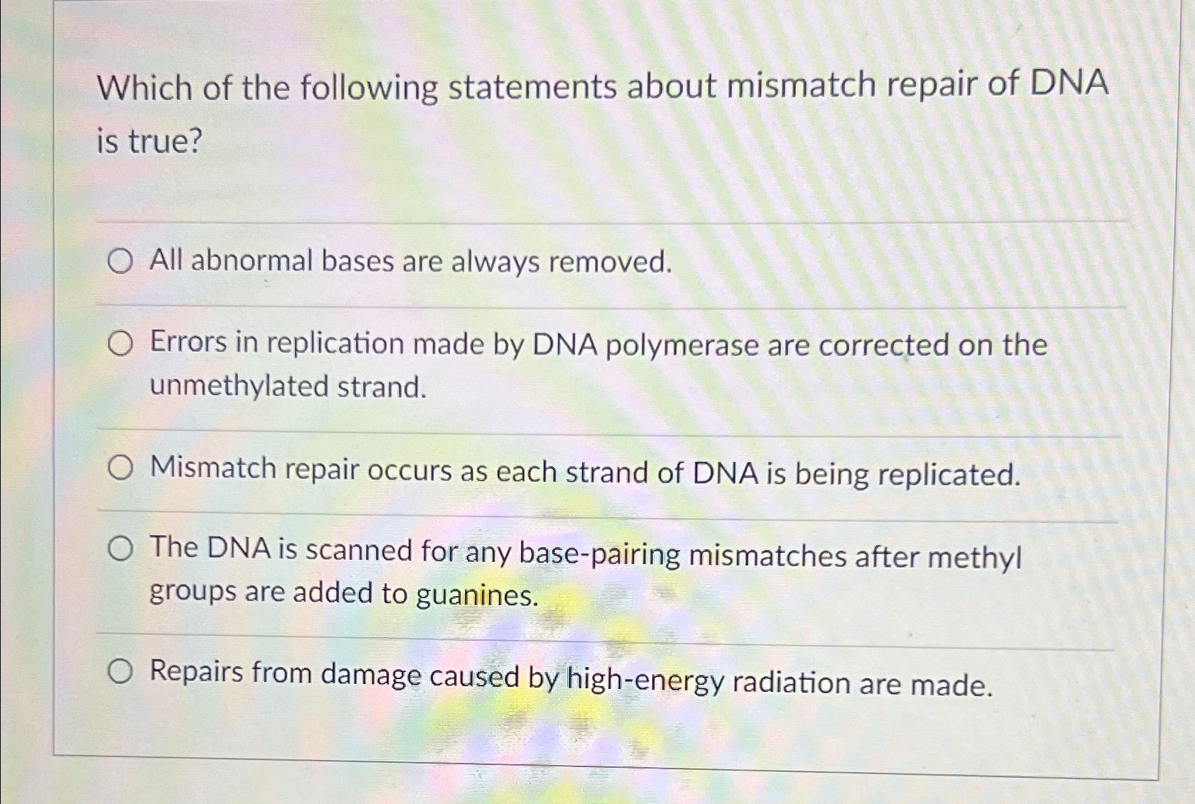 Solved Which of the following statements about mismatch | Chegg.com