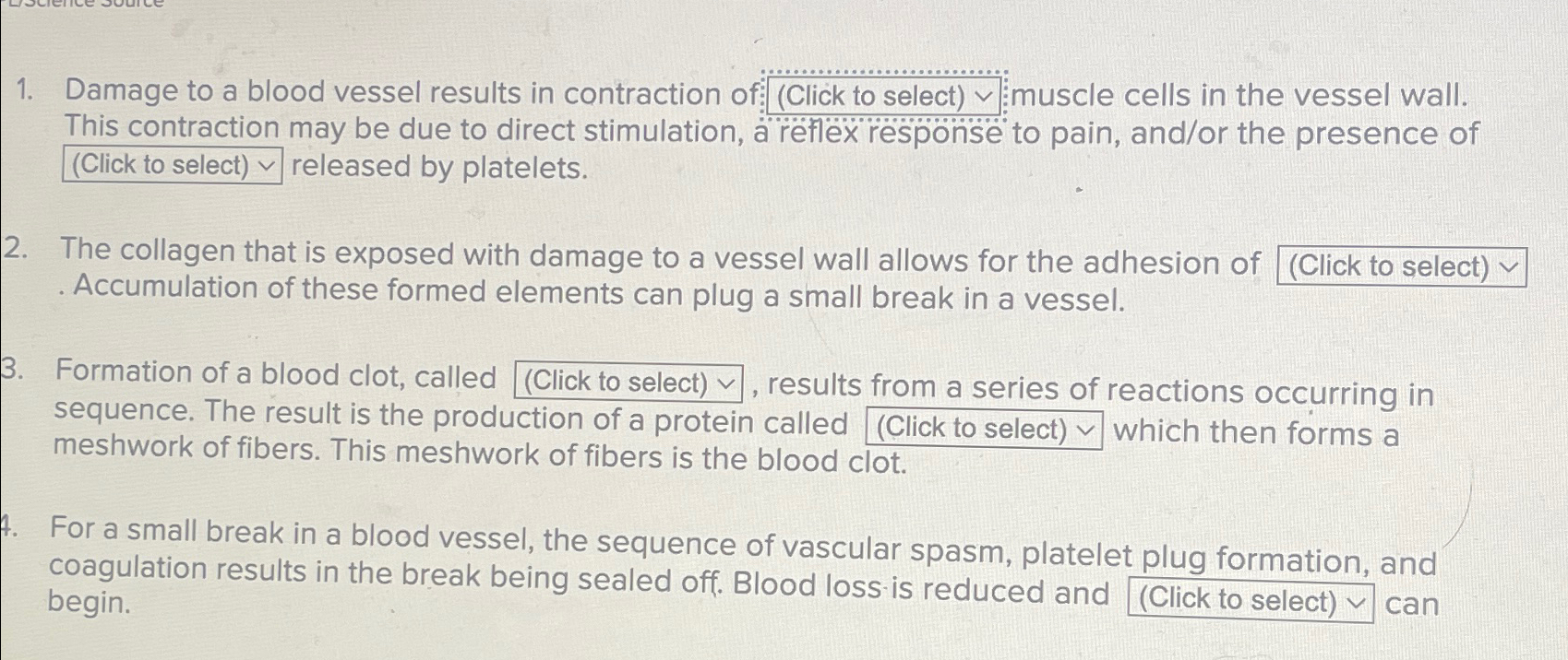 Solved Damage to a blood vessel results in contraction of: | Chegg.com