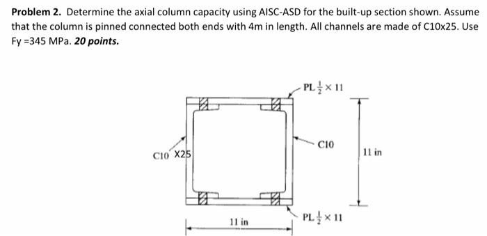 Solved Problem 2. Determine the axial column capacity using | Chegg.com