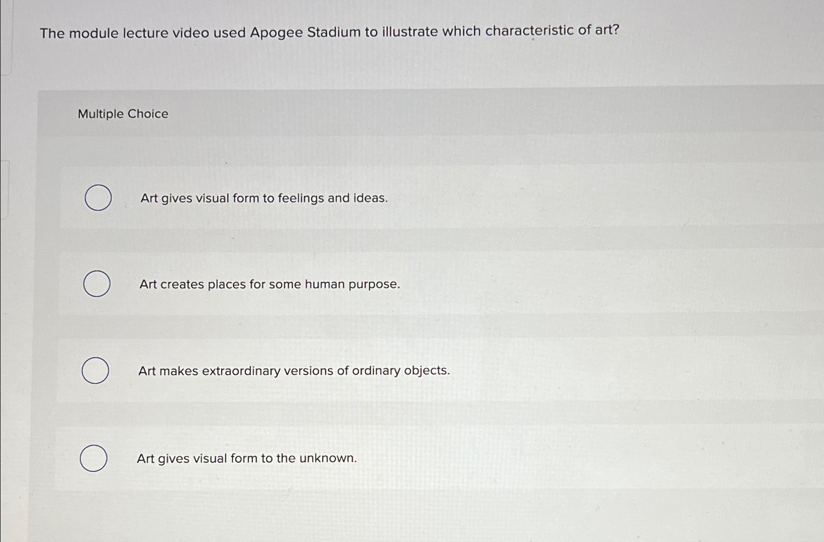 Solved The module lecture video used Apogee Stadium to | Chegg.com