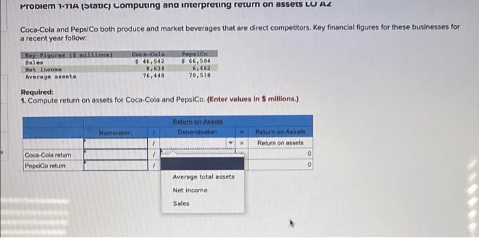 Solved ProDiem 1-11A (Static) Computing and interpreting | Chegg.com