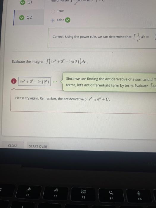 Solved True Q2 False Correct! Using the power rule, we can | Chegg.com