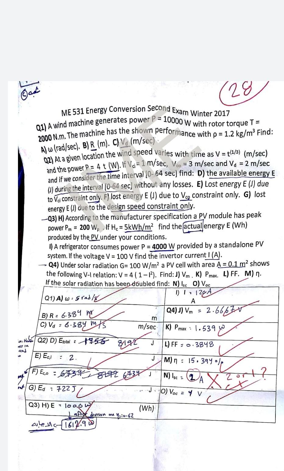 Solved ME 531 Energy Conversion Second Exam Winter 2017 Q1) | Chegg.com