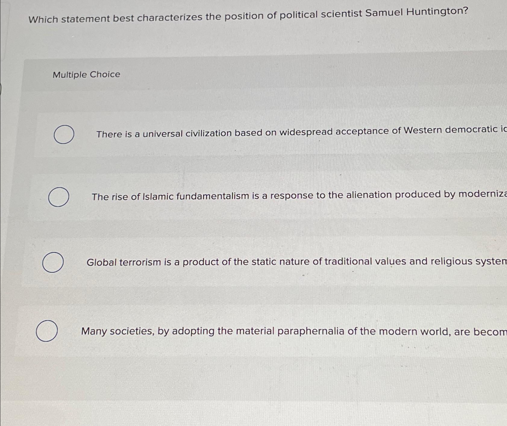Solved Which statement best characterizes the position of | Chegg.com