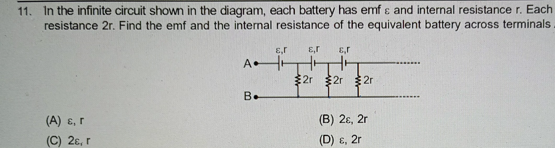 Solved 11. In the infinite circuit shown in the diagram, | Chegg.com