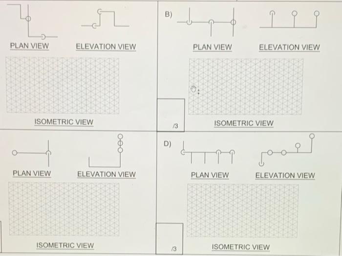 Solved B) PLAN VIEW ELEVATION VIEW PLAN VIEW ELEVATION VIEW | Chegg.com