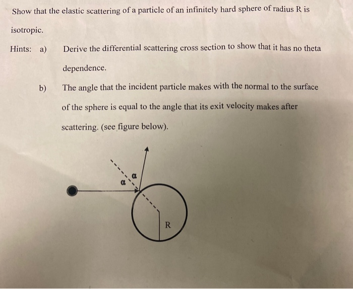 Solved Show that the elastic scattering of a particle of an | Chegg.com