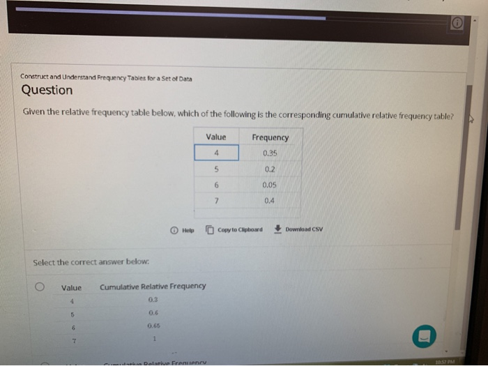 Solved Construct and Understand Prequency Tables for a set | Chegg.com
