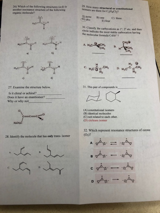 Solved 26) Which of the following structures (a-d) is | Chegg.com