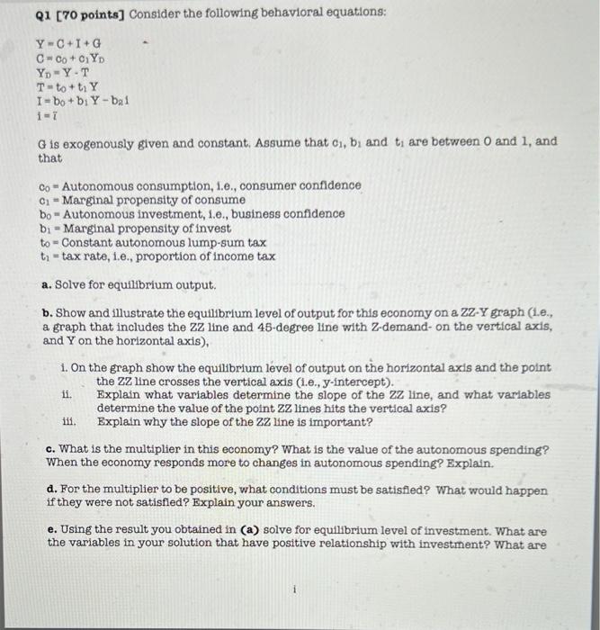 Solved Q1 [70 points] Consider the following behavioral | Chegg.com