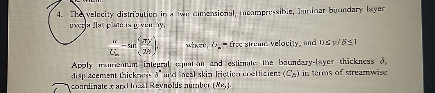 Solved The velocity distribution in a two dimensional, | Chegg.com
