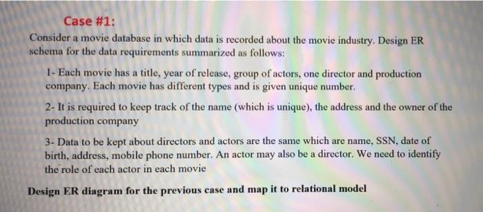 Solved Case #1: Consider a movie database in which data is | Chegg.com