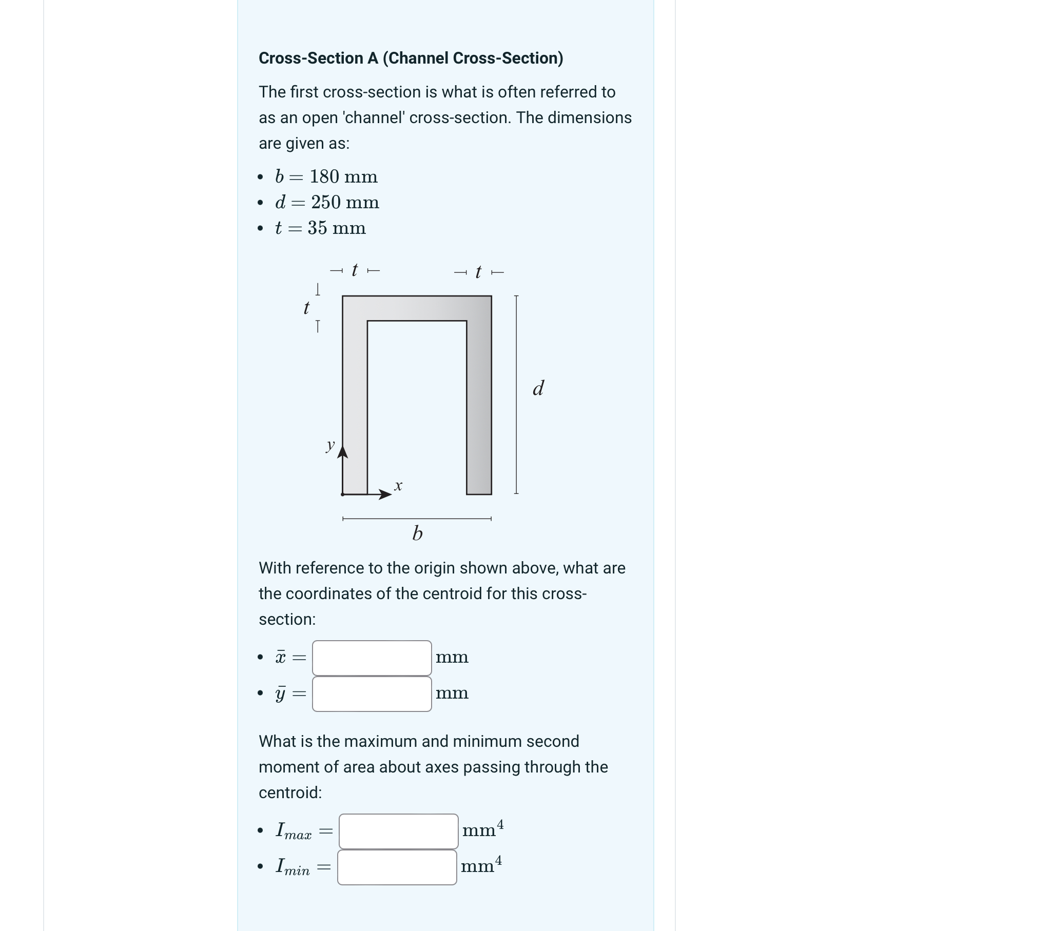 Solved Cross-Section A (Channel Cross-Section)The first | Chegg.com