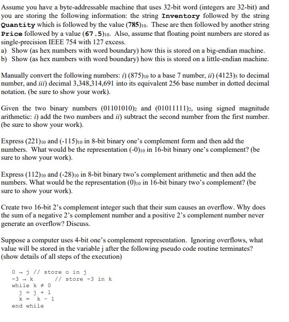 Solved Assume you have a byte-addressable machine that uses | Chegg.com