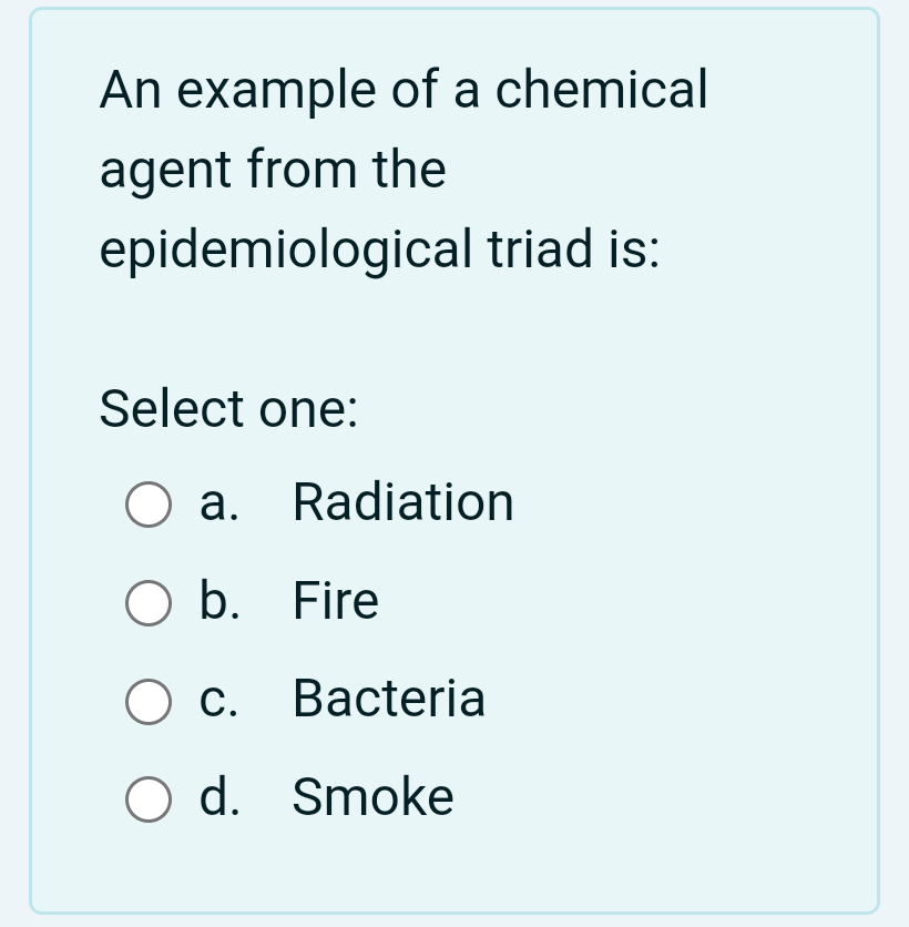 Solved An example of a chemical agent from the | Chegg.com