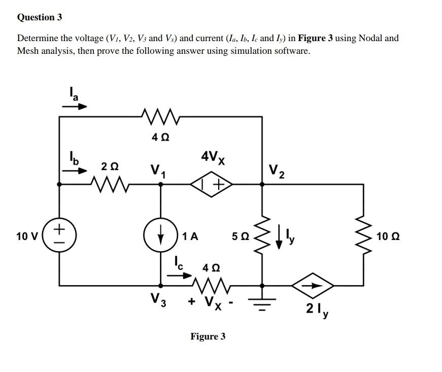 Solved Determine the voltage (Vl,V2,V3 and Vx) and current | Chegg.com