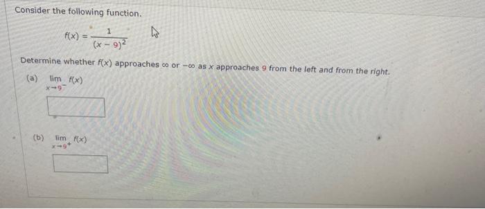Solved Consider the following function. f(x)=(x−9)21 | Chegg.com