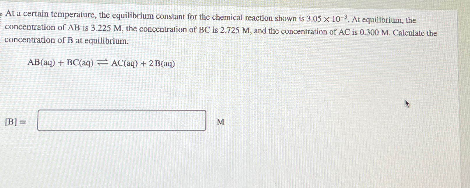 Solved At a certain temperature, the equilibrium constant | Chegg.com