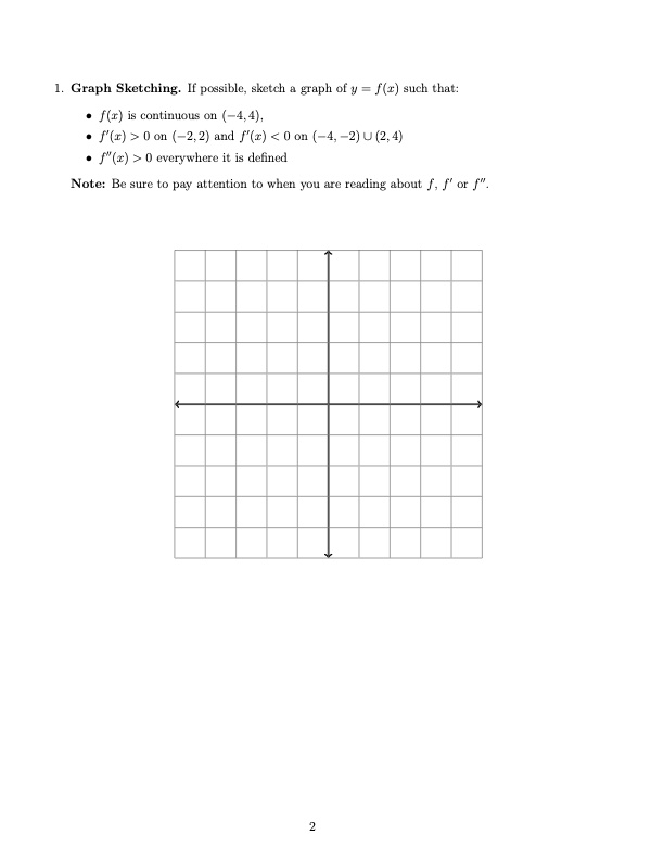 Solved Graph Sketching. If possible, sketch a graph of | Chegg.com
