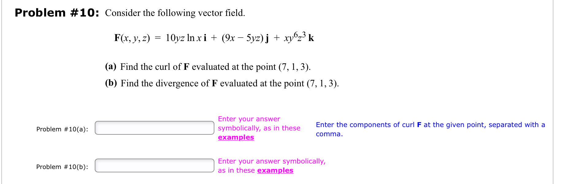 Solved Problem # 10: Consider the following vector | Chegg.com