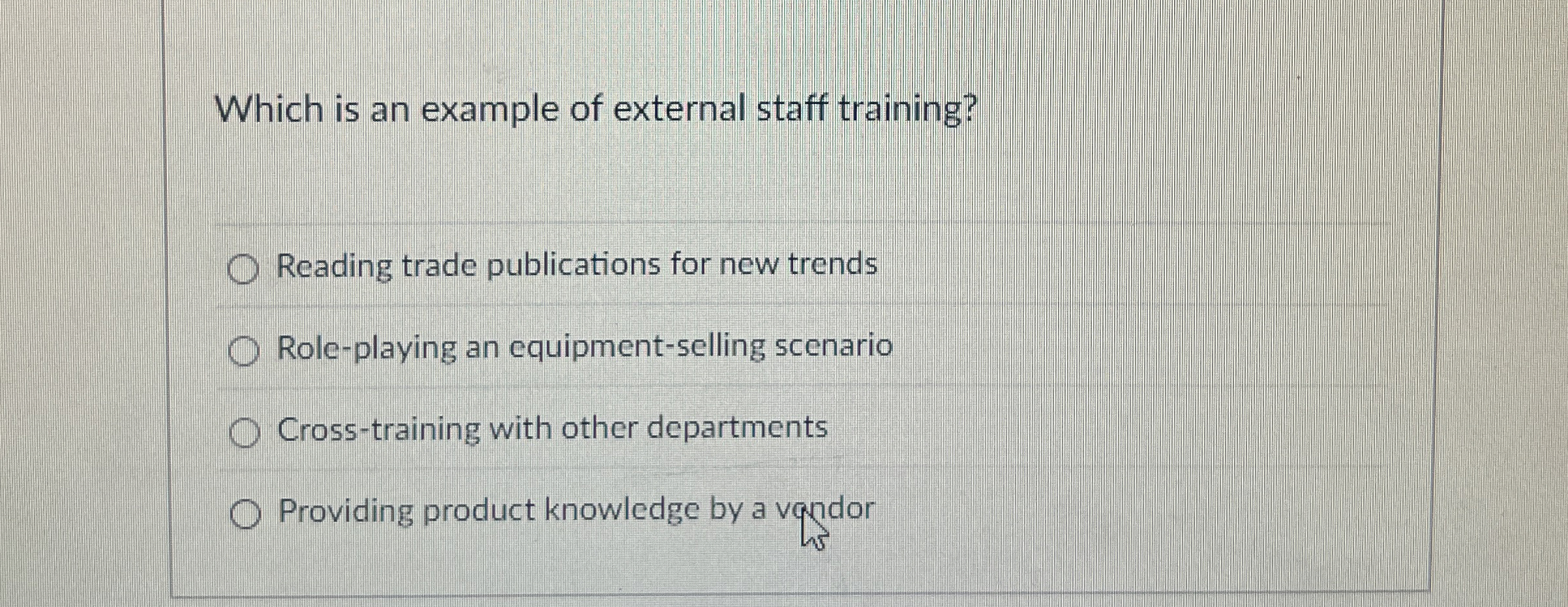 Solved Which is an example of external staff | Chegg.com