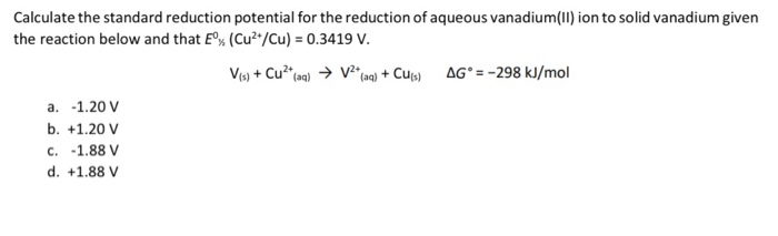 Solved Calculate the standard reduction potential for the | Chegg.com