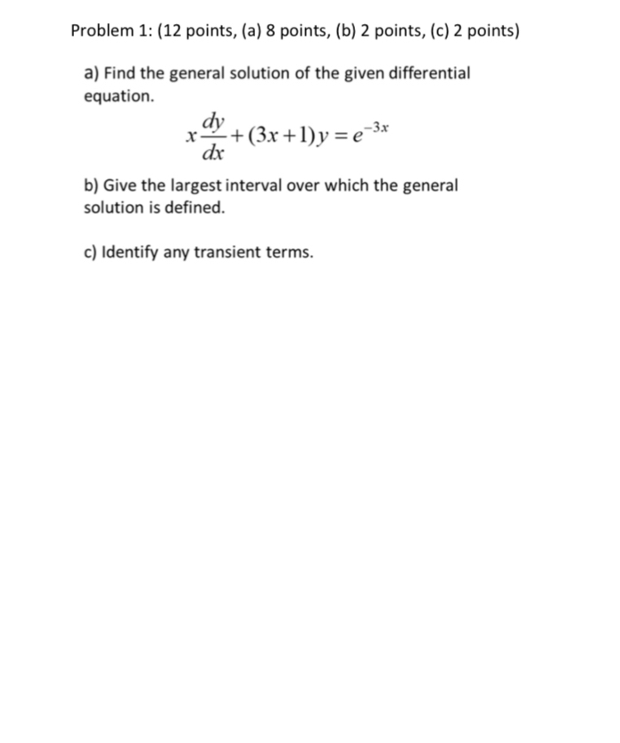 Solved Problem 1: (12 ﻿points, (a) 8 ﻿points, (b) 2 ﻿points, | Chegg.com