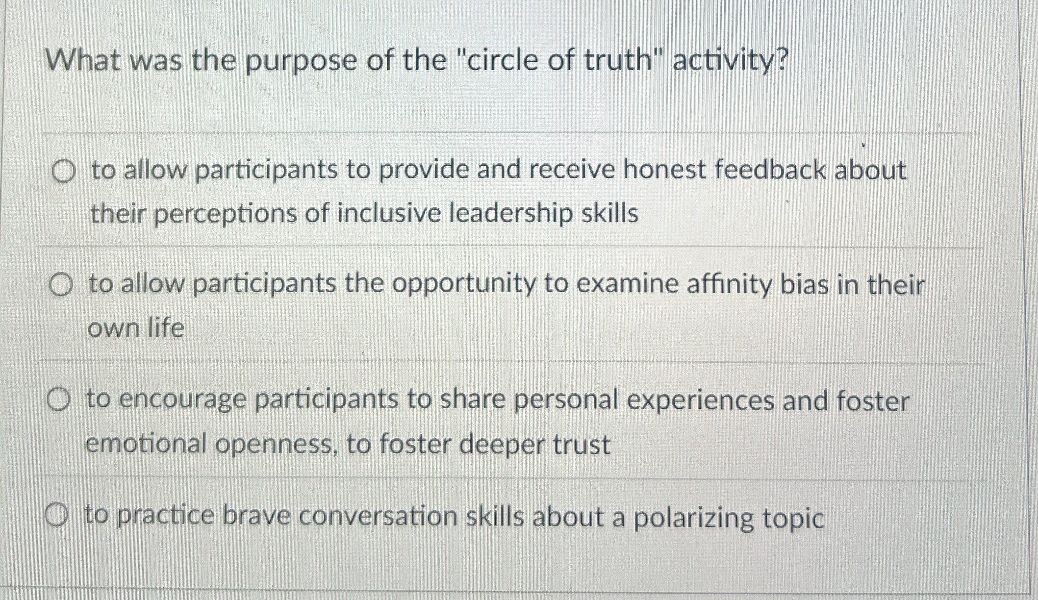 Solved What was the purpose of the "circle of truth" | Chegg.com