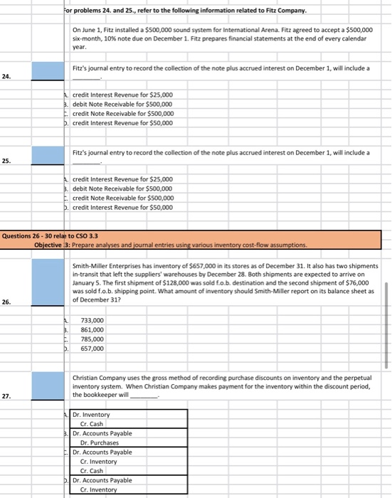 Solved For problems 24. and 25., refer to the following | Chegg.com