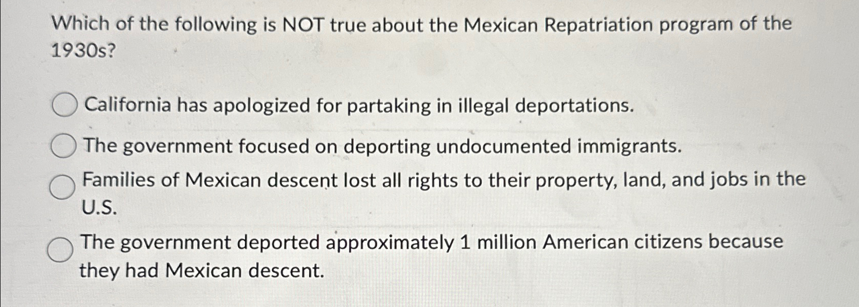 Solved Which of the following is NOT true about the Mexican | Chegg.com